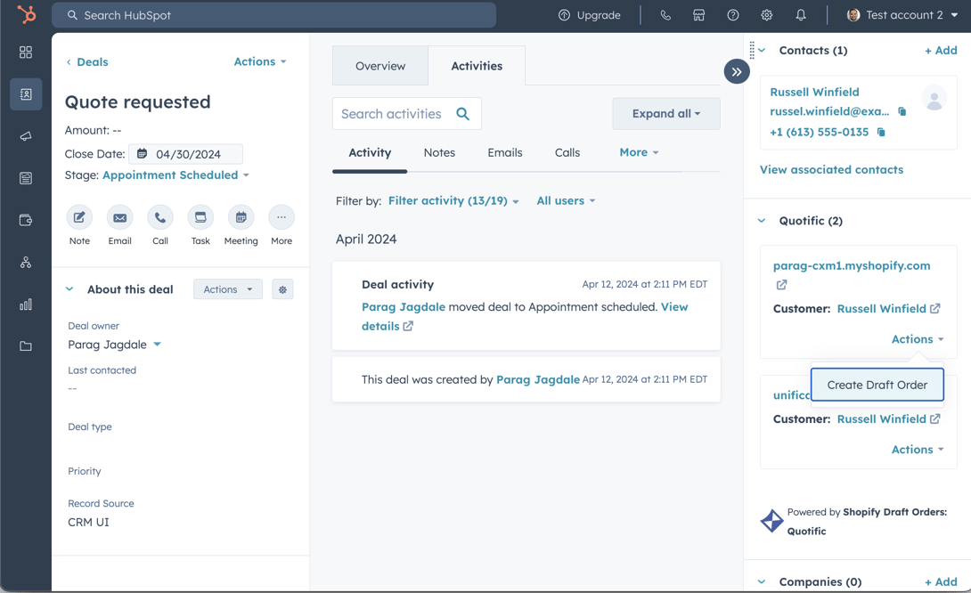 Quotific: Shopify Draft Order Management and Integration with HubSpot